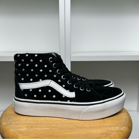 Vans | Shoes | Vans Sk8 Hi Platform Black White Polka Dot Stylish Black ...